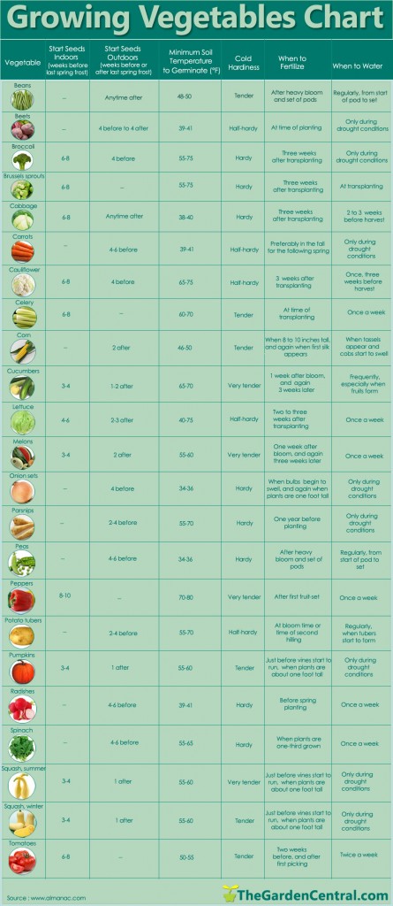 Growing Your Own Vegetables, A Chart To Help. | Year Zero Survival ...